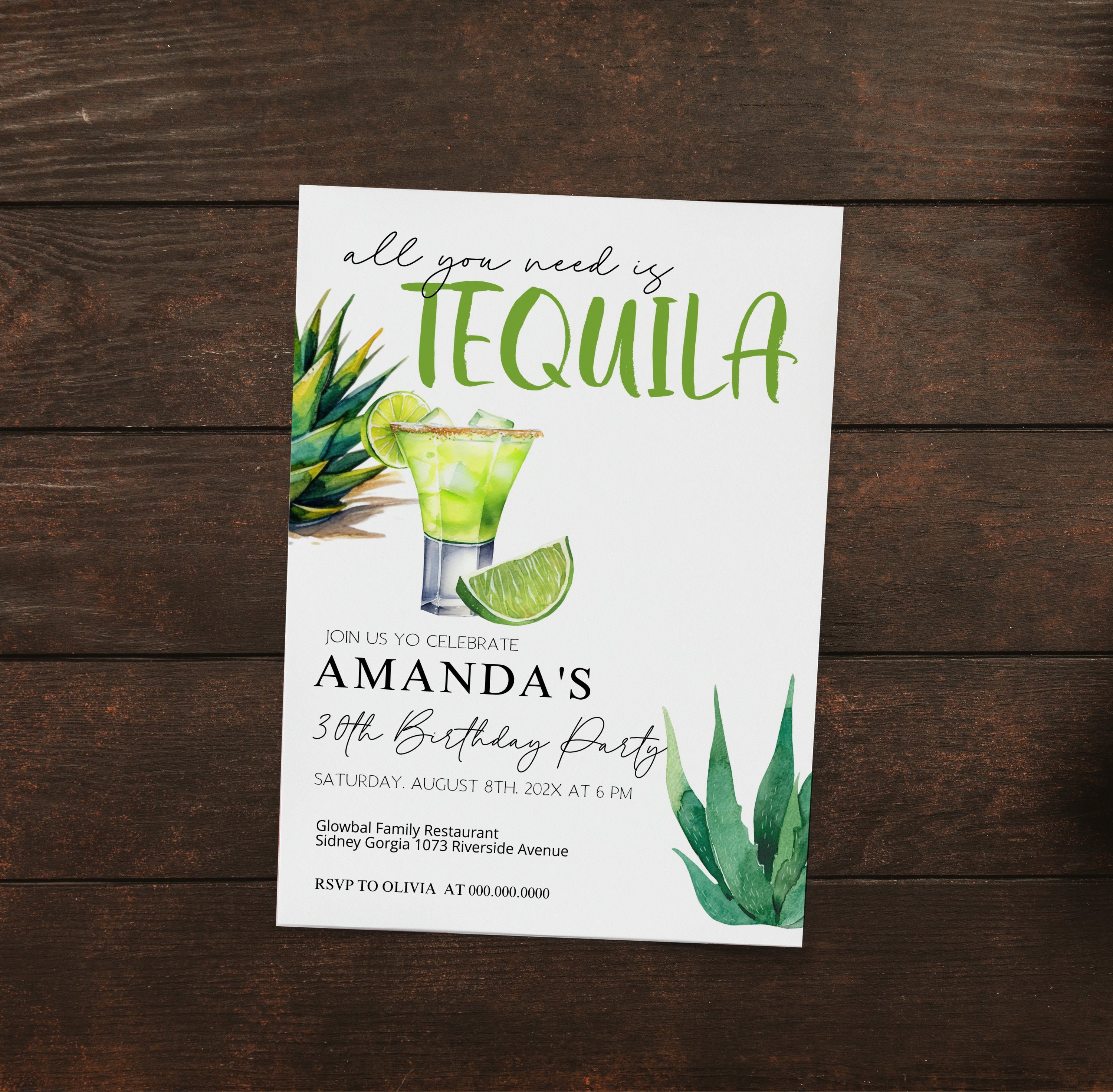 Tequila Birthday Invite, Printable Mexican Invitation, Fiesta Birthday ...