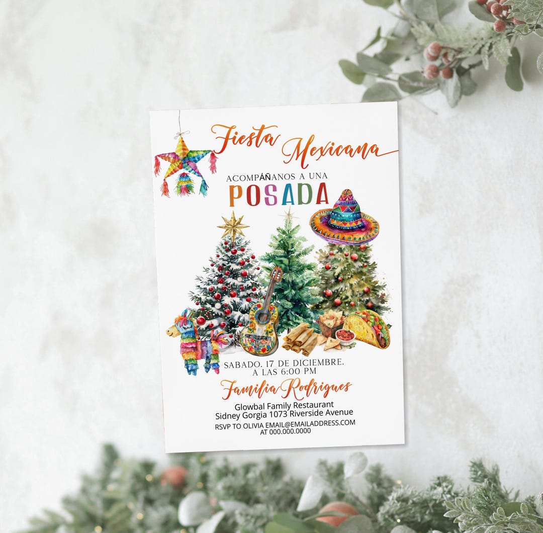 Fiesta Mexicana Posada Party Invitation, Cena De Navidad, Editable Holiday Fiesta Invite Spanish ...