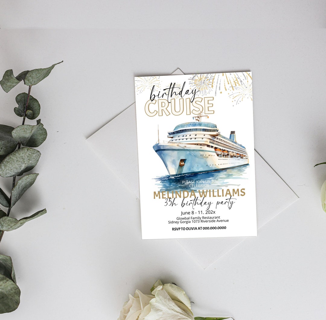 Birthday Cruise Invitation Template, Yacht Birthday Party Invite ...