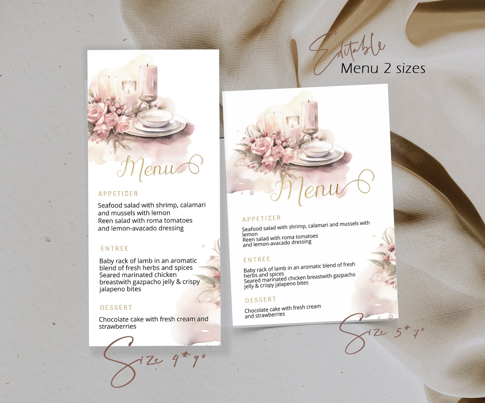 Table Menu Card Template, Editable Birthday Party Menu, Dinner Menu ...