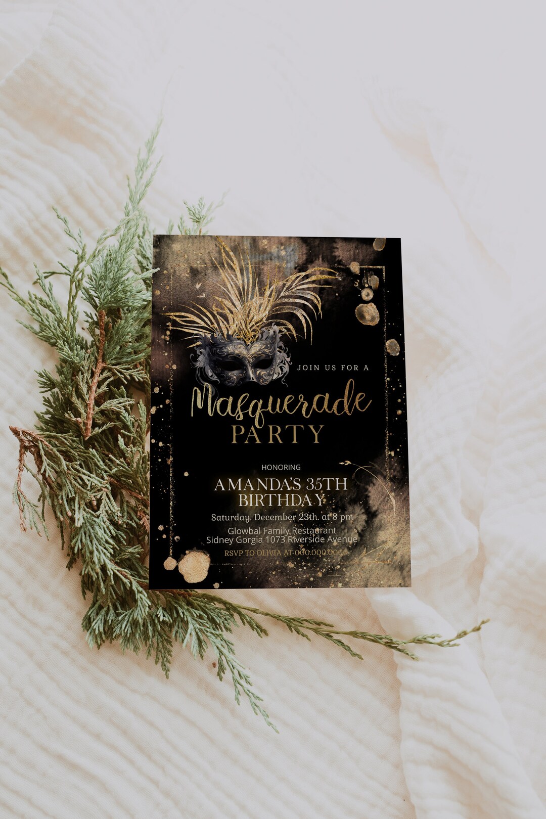 Masquerade Birthday Party Invitation Template, Masquerade Party Invite ...