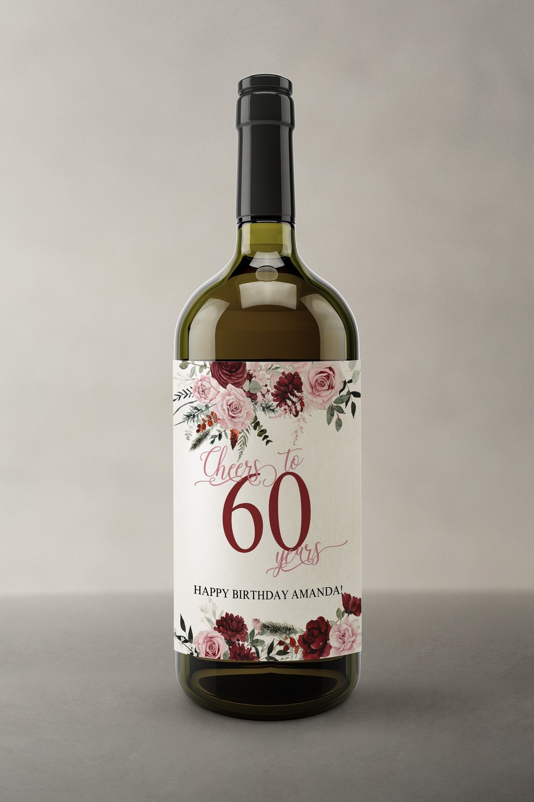 Cheers to 60th Birthday Wine Label Template, Custom Birthday Wine Label ...