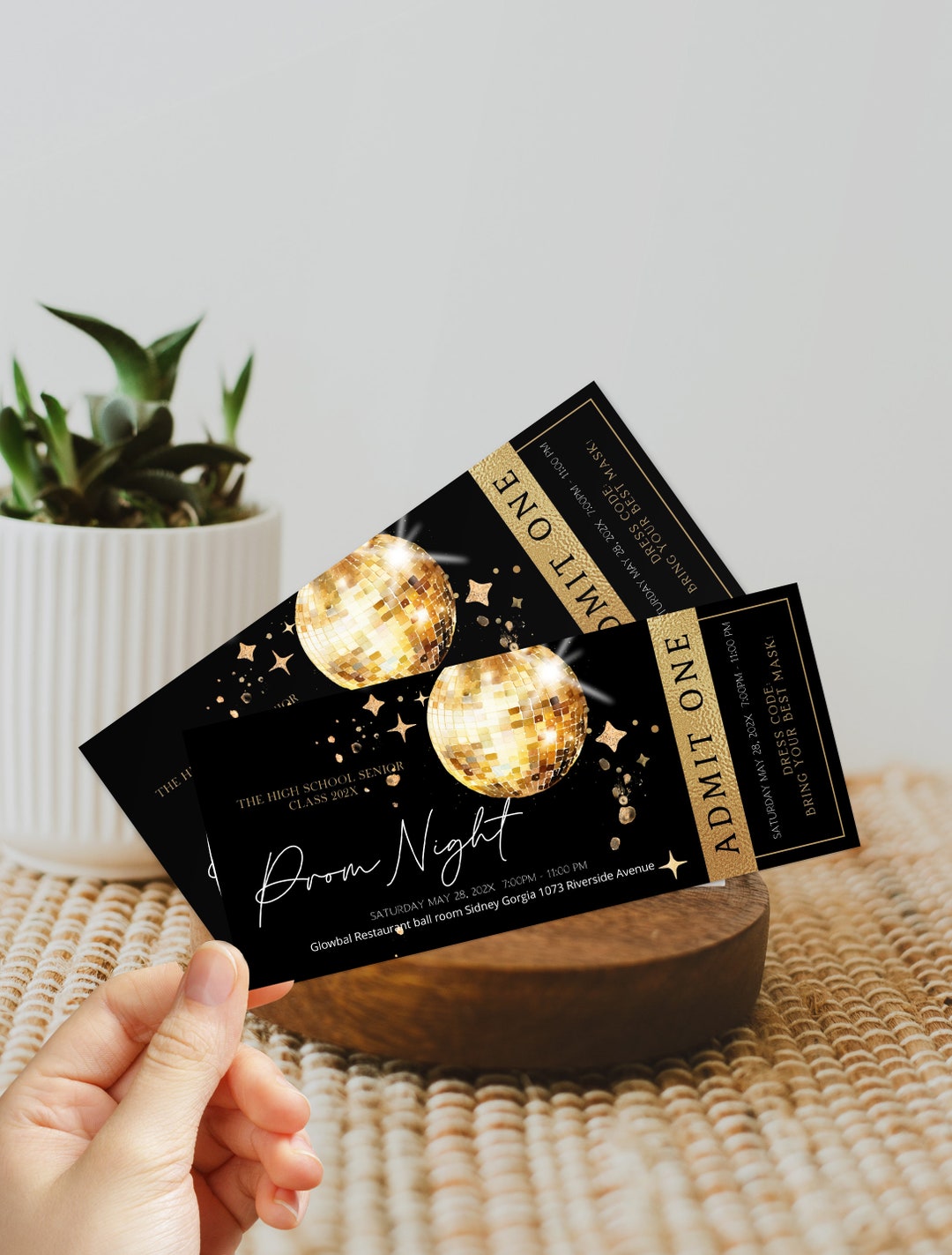 Disco Prom Party Ticket Template, Disco Prom Night Tickets, Editable ...