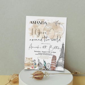 Around the World Birthday Invitation Template, Travel Birthday Party ...