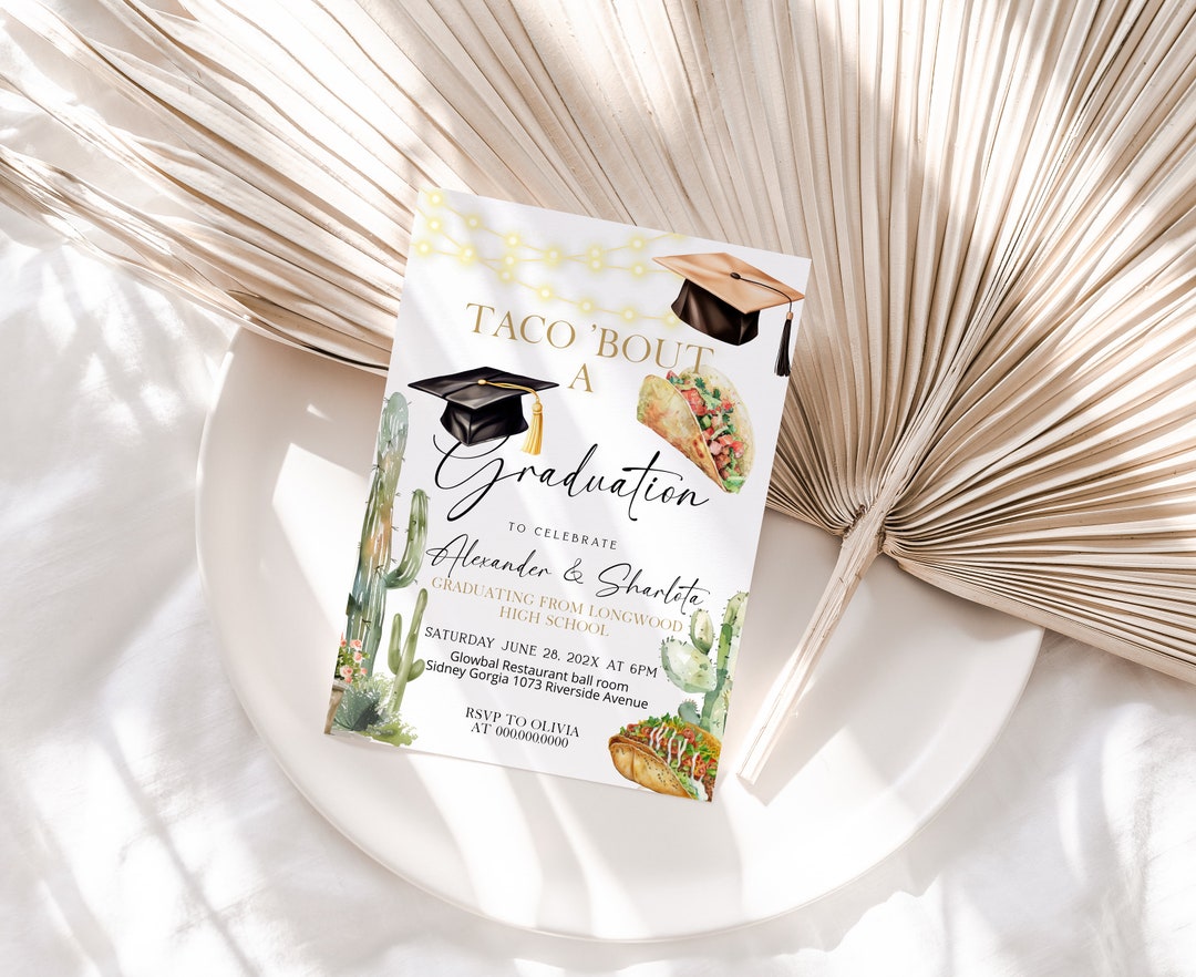 Taco Bout a Graduation Invitation Template, Fiesta Cactus Grad Party ...