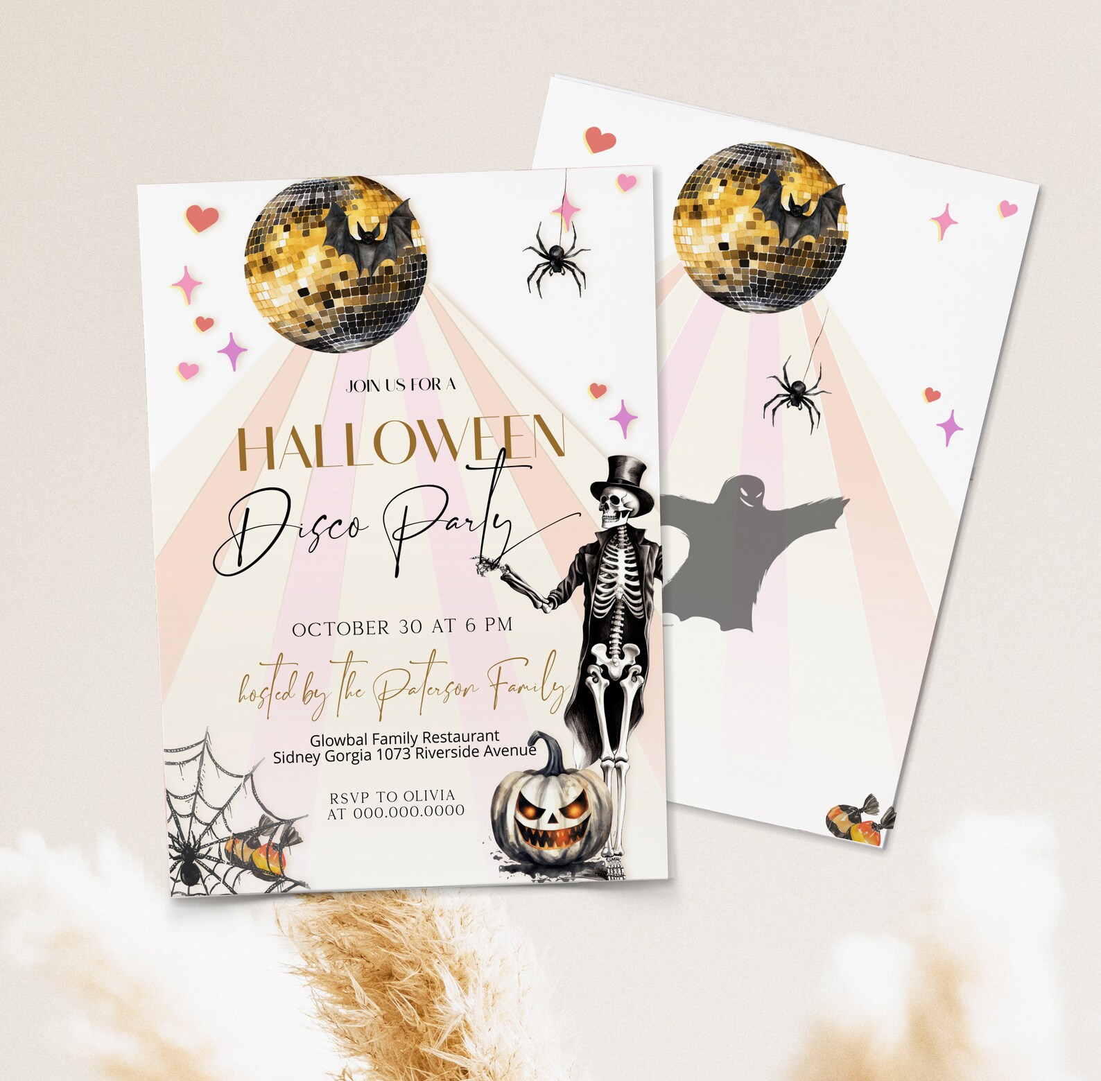Spooky Disco Party Invitation Template, Halloween Dance Party Invite ...