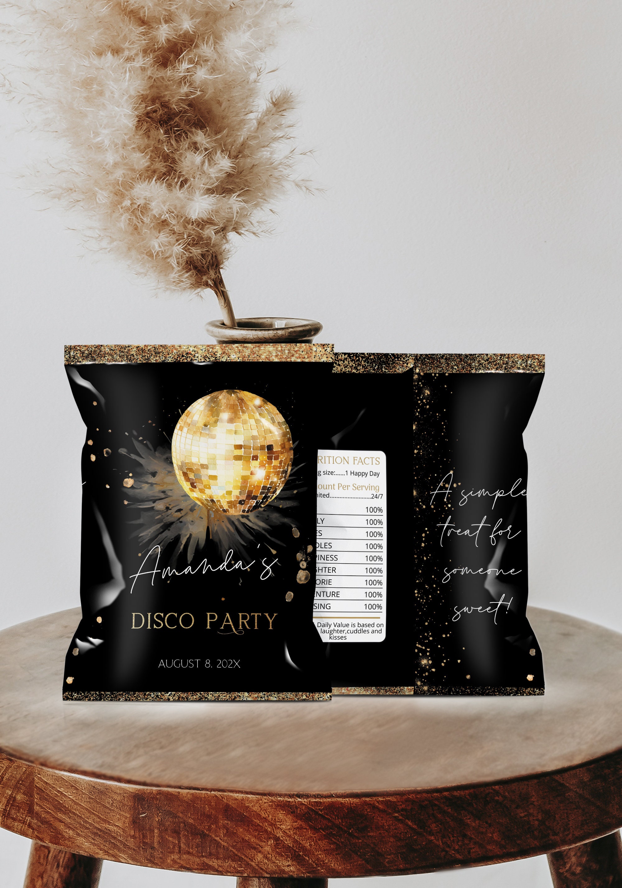 Disco Ball Editable Chip Bag, Disco Ball Birthday Party Chip Bag ...