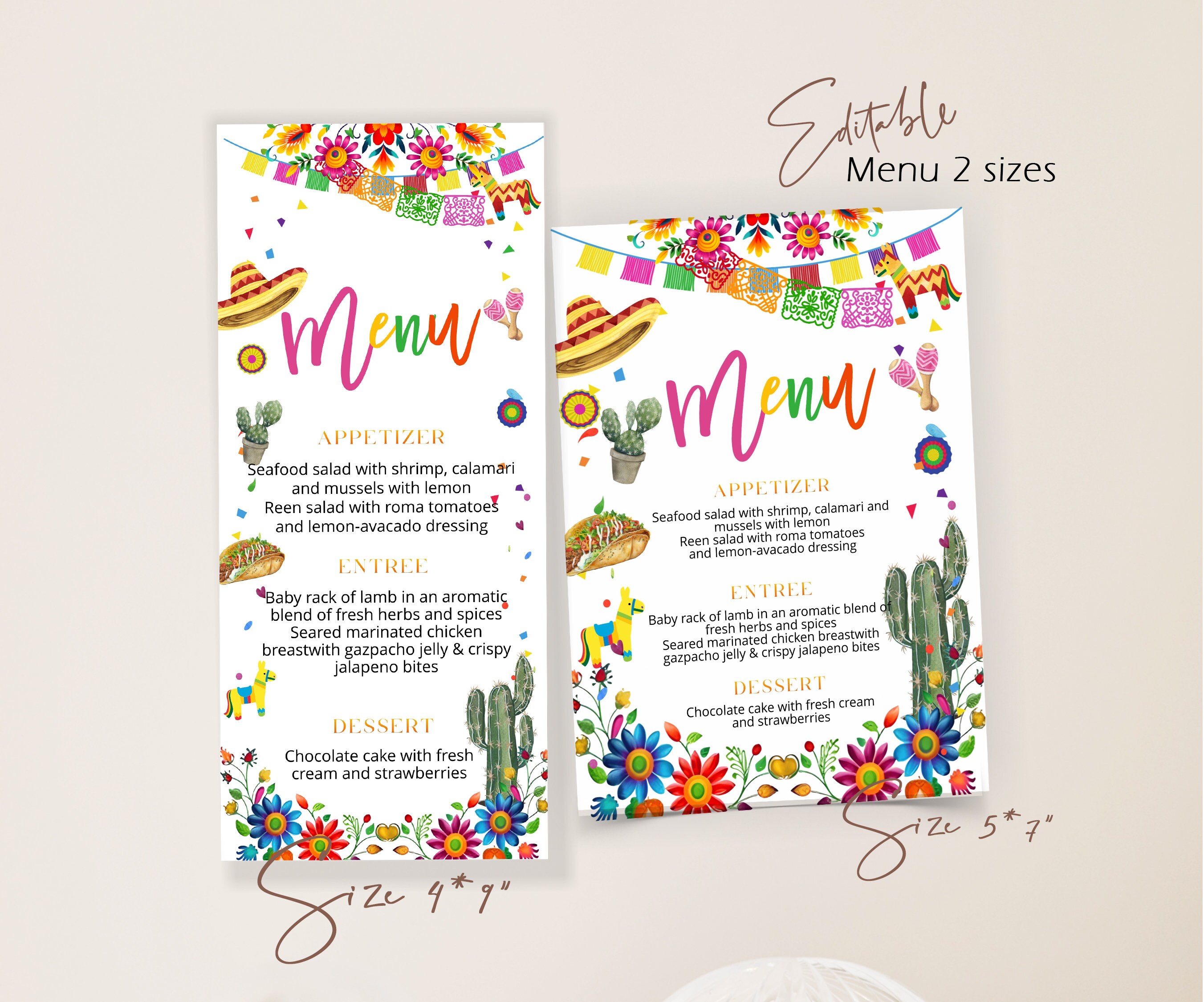 Fiesta Menu Card, Mexican Menu Card, Menu Card, Editable Mexican ...