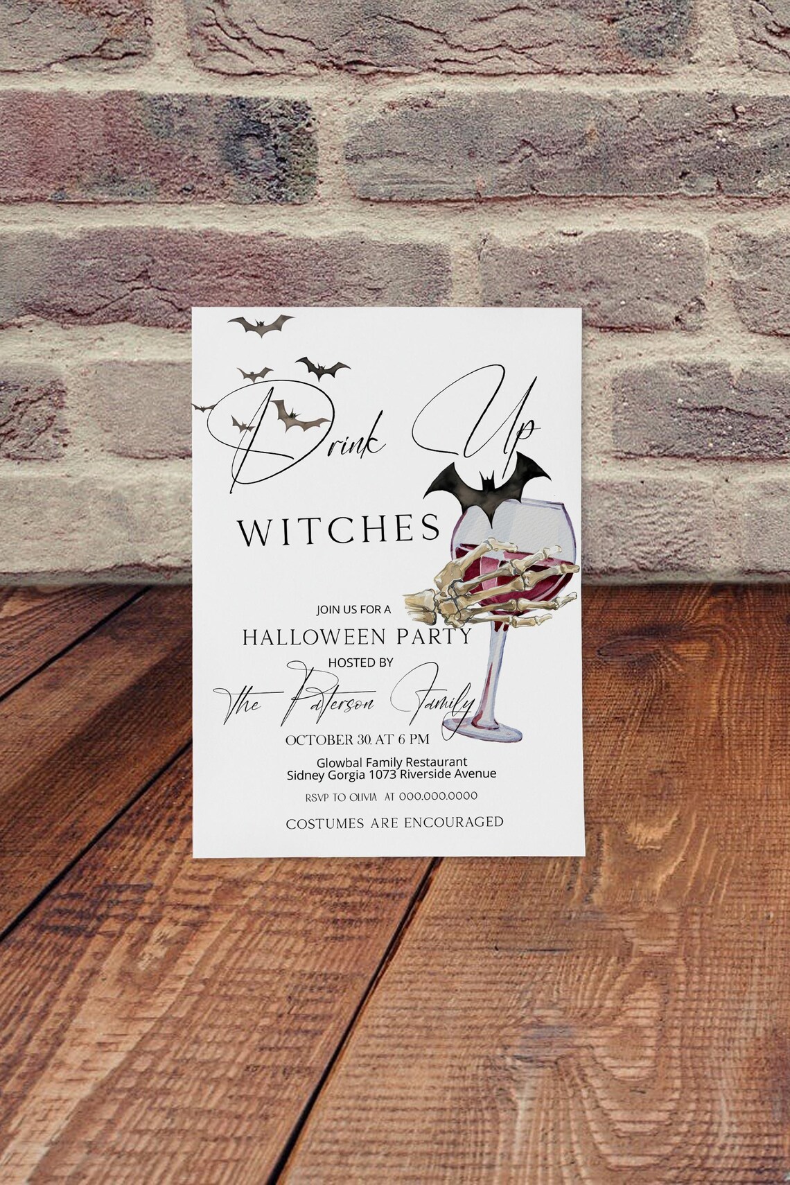 Drink up Witches Halloween Invitation Template, Editable Witch Party ...