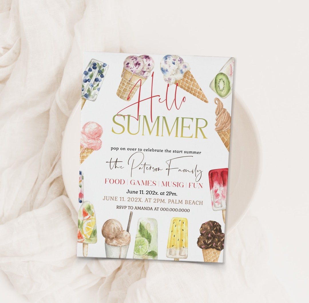 Hello Summer Invitation Template, Popsicle Party Invite, Adult Party ...