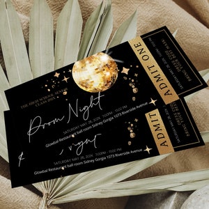 Disco Prom Party Ticket Template, Disco Prom Night Tickets, Editable ...