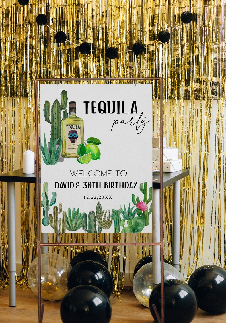 Tequila Birthday Welcome Sign 30th Birthday Tequila Party Decoration