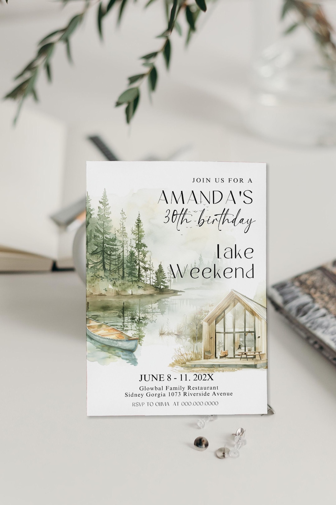 Lake Weekend Invitation, Cabin Birthday Invite, Lake Birthday Party ...