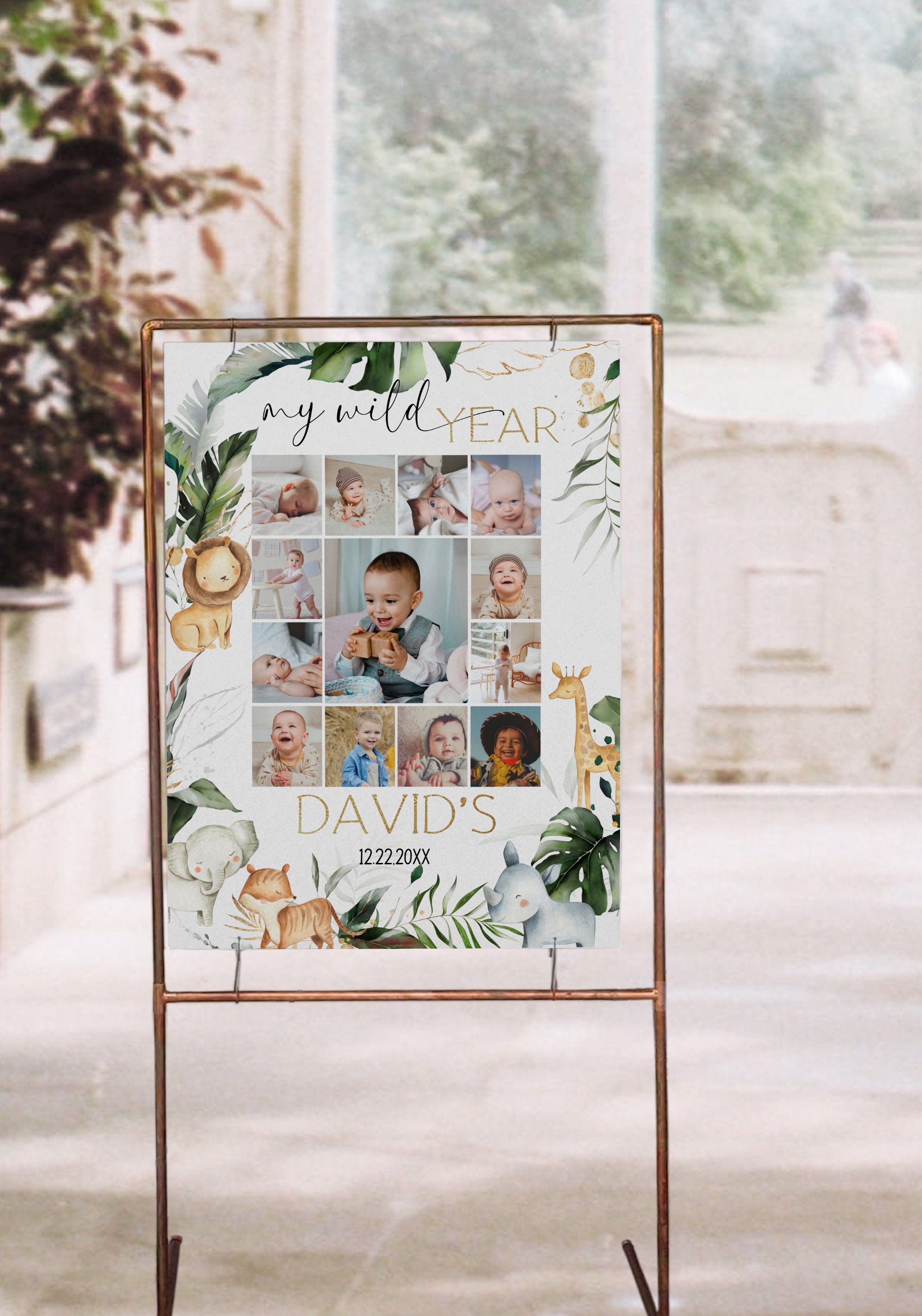 My Wild One 1st Birthday Photo Collage, Printable Jungle First Year ...