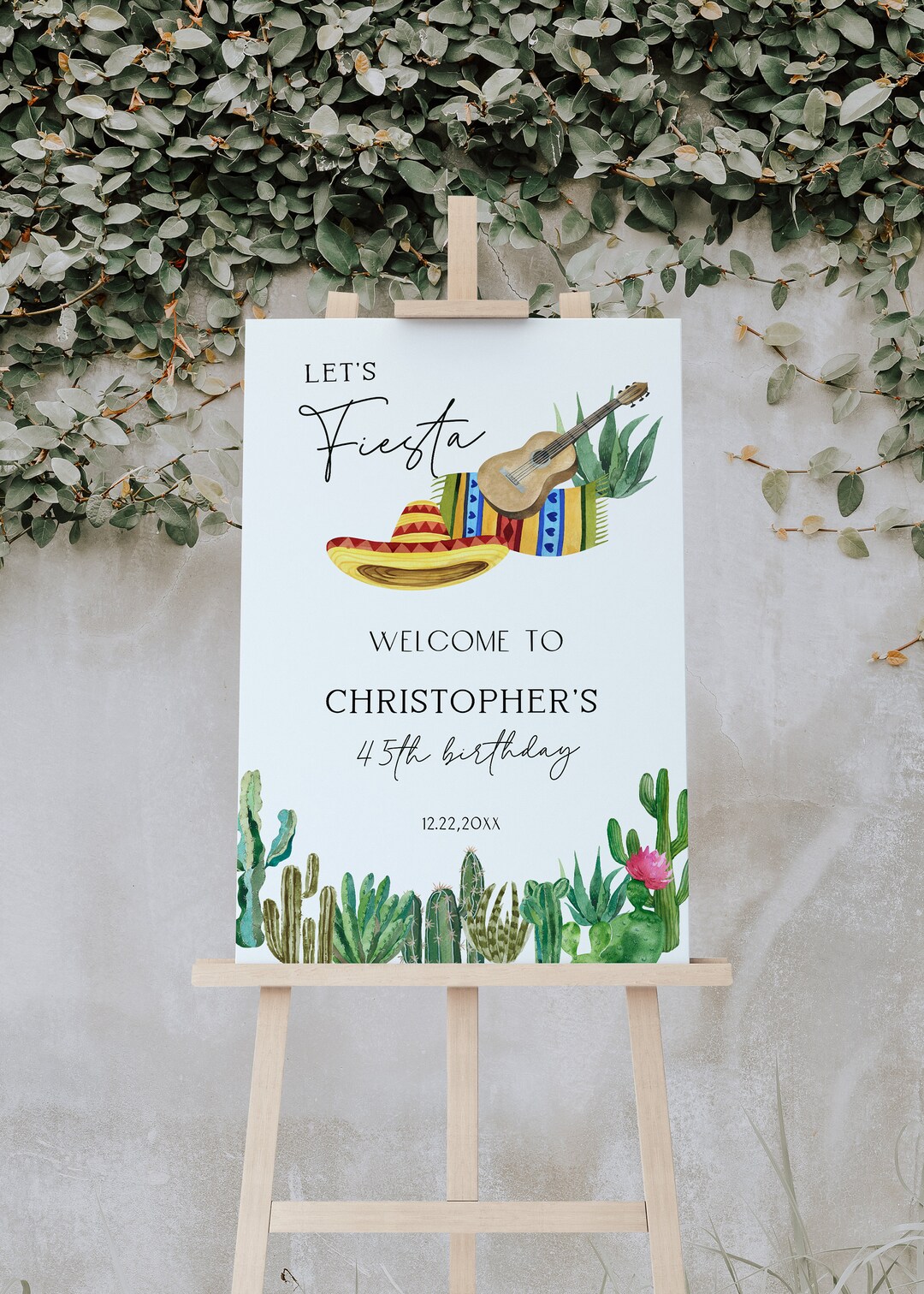 Lets Fiesta Birthday Welcome Sign, Fiesta Birthday Welcome Sign ...