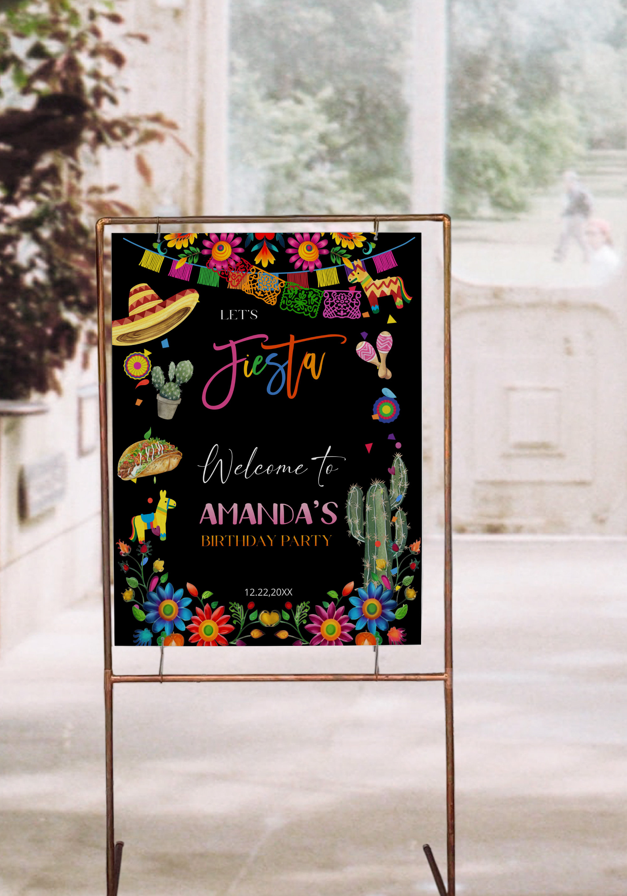 Fiesta Birthday Welcome Sign Template, Editable Fiesta Party Welcome ...