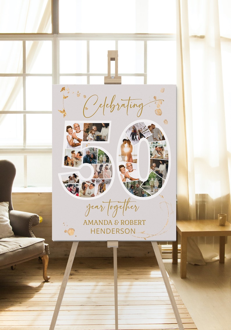 50th Anniversary Photo Collage, Printable Wedding Anniversary Board ...