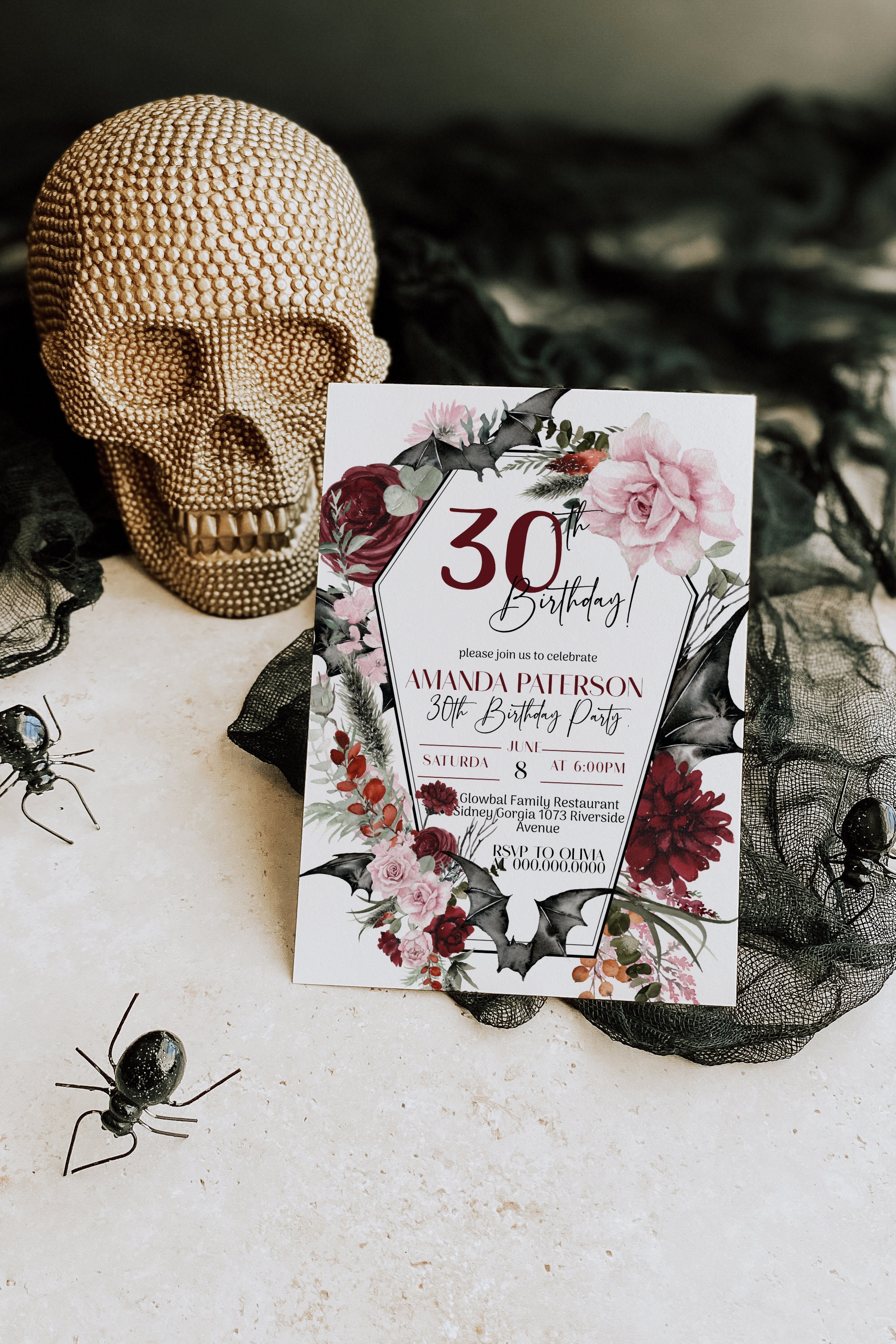 Halloween Birthday Invitation Template, Editable 30th Birthday Invite ...