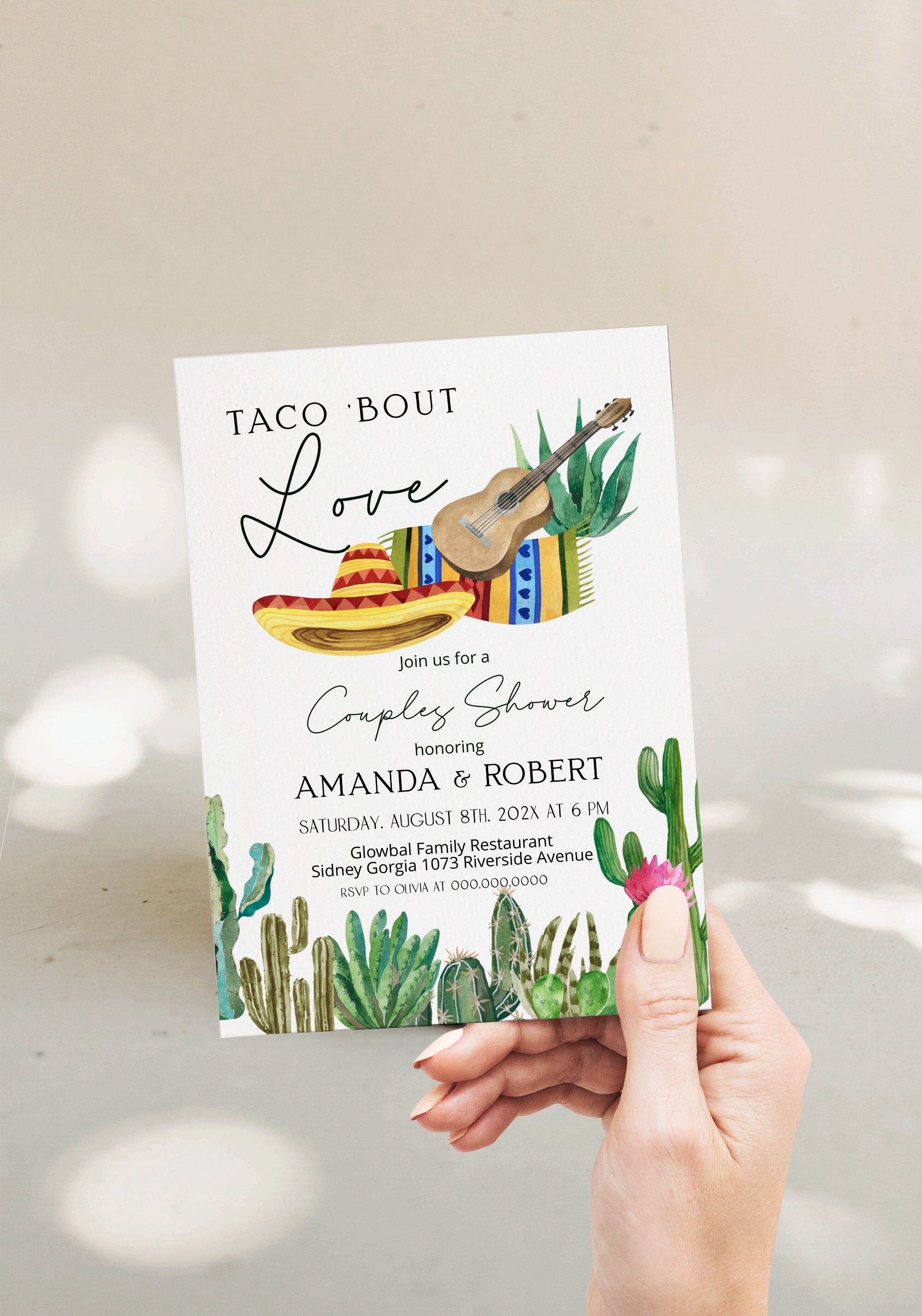 Fiesta Couples Shower Invite, Editable Taco 'bout Love Invitation ...