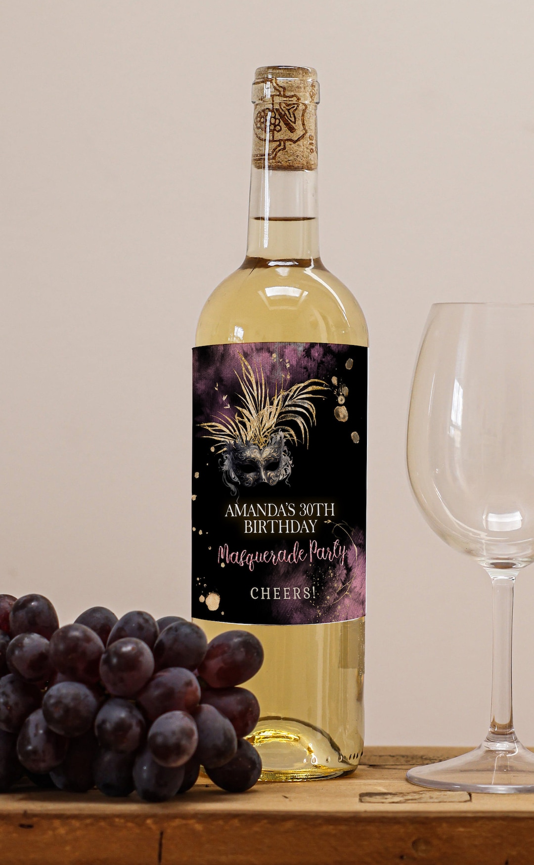 Masquerade Birthday Wine Label Template, Masquerade Party Wine Label ...