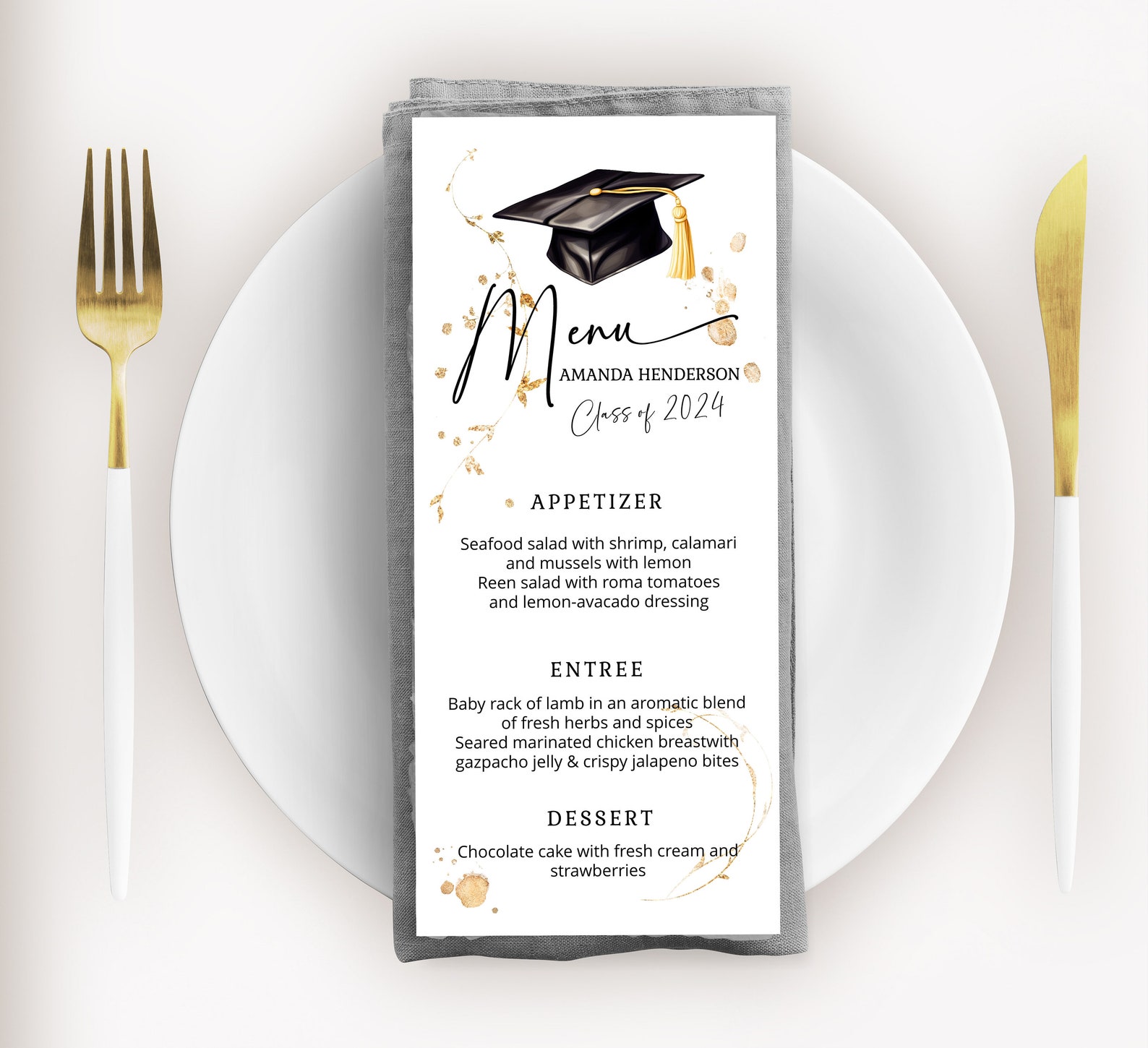 Graduation Dinner Menu, Grad Party Menu, Dinner Menu Template ...