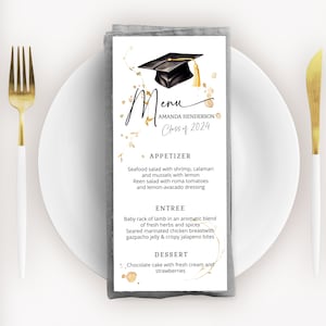 Graduation Dinner Menu, Grad Party Menu, Dinner Menu Template ...