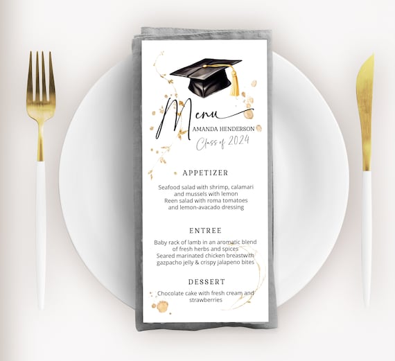 Individual Graduation Menu Template 9 GRAP Menu Ideas | Menu