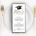 Graduation Dinner Menu, Grad Party Menu, Dinner Menu Template ...