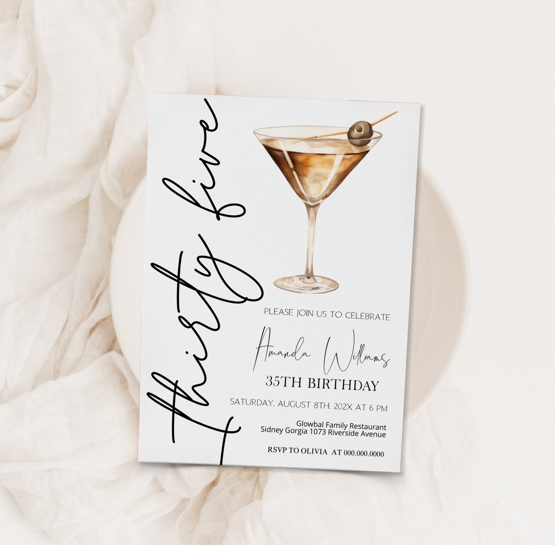 Ladies 35th Birthday Invitation Printable, Minimalist 35th Birthday ...