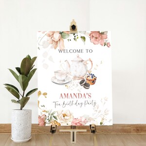 Tea Party Welcome Sign Template, Afternoon Tea Welcome Sign, Floral Tea ...