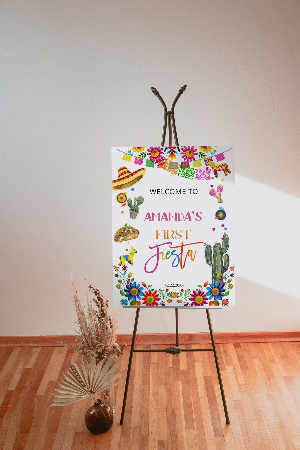 Fiesta Birthday Welcome Sign, Editable First Fiesta Birthday Welcome ...