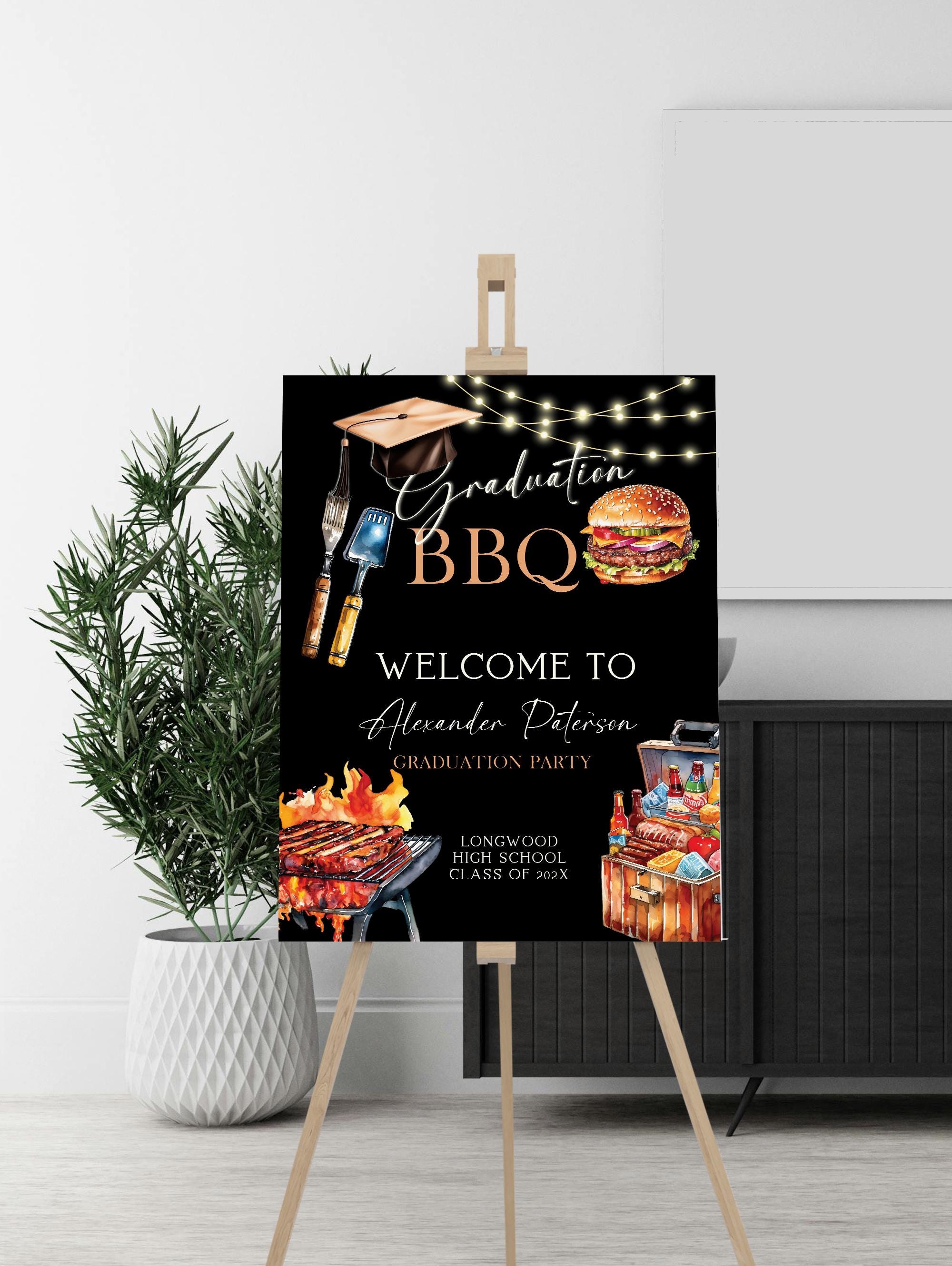 BBQ Graduation Welcome Poster Template, Backyard Bbq Graduation Welcome ...