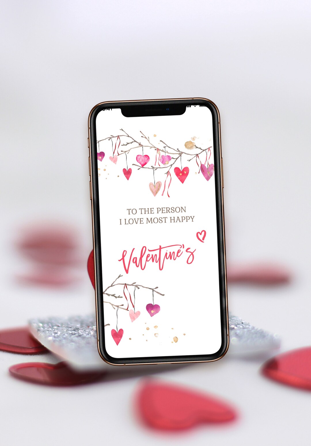 Digital Valentine Card Template, Galentine's Day Party, Pink Heart ...