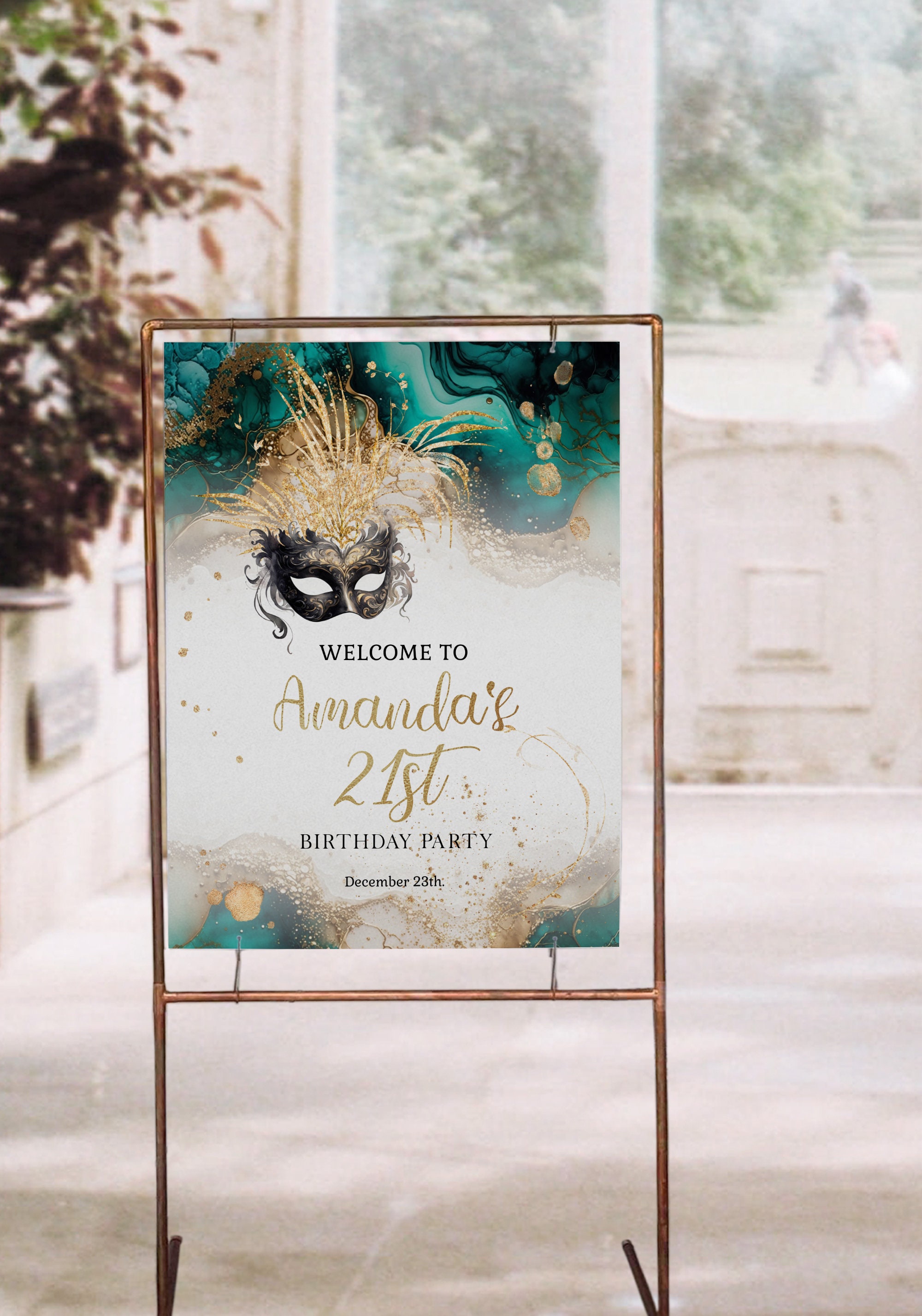 Masked Party Birthday Welcome Sign Template, Printable Masquerade Party ...