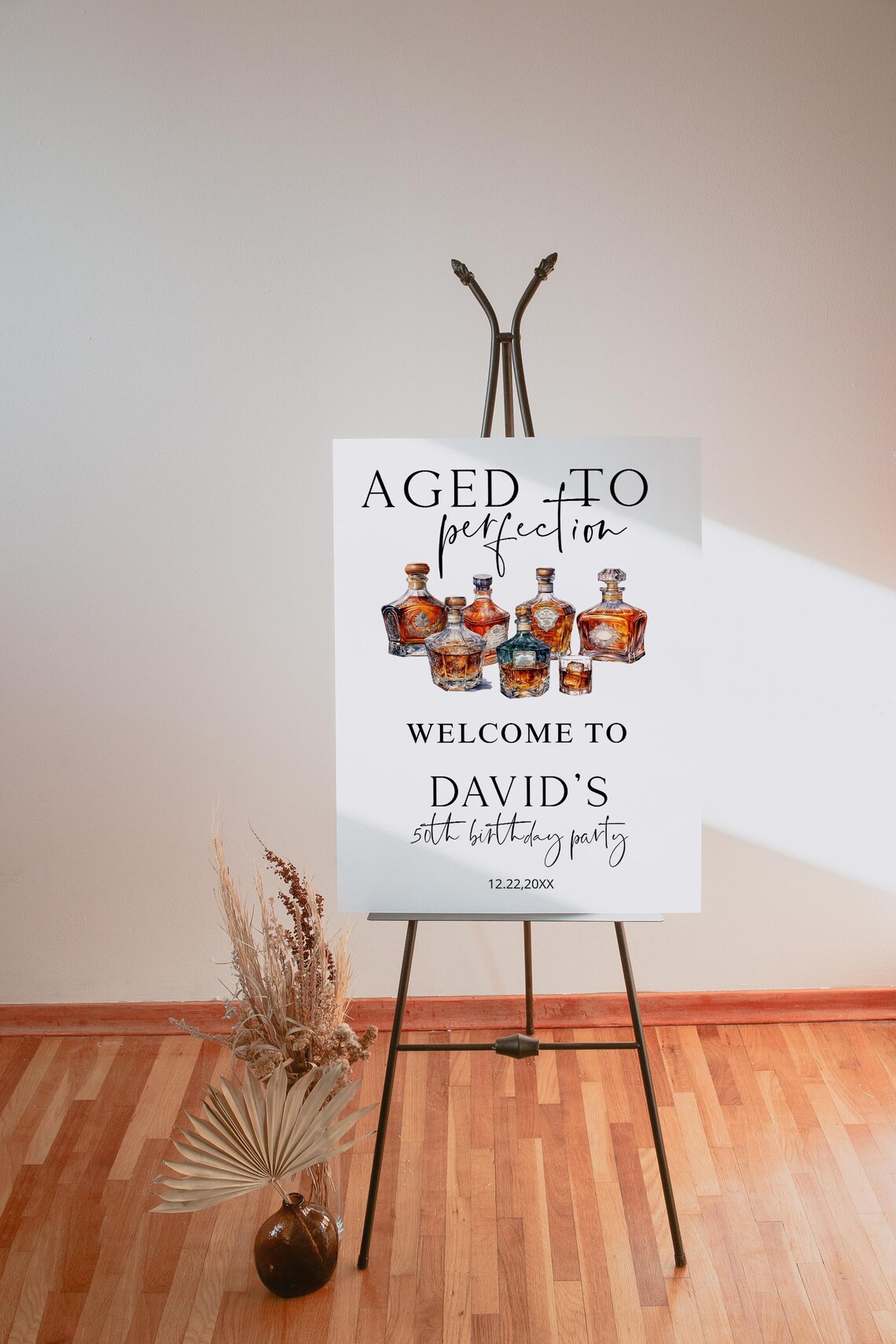 Aged to Perfection Welcome Sign Template, Editable 50th Birthday ...
