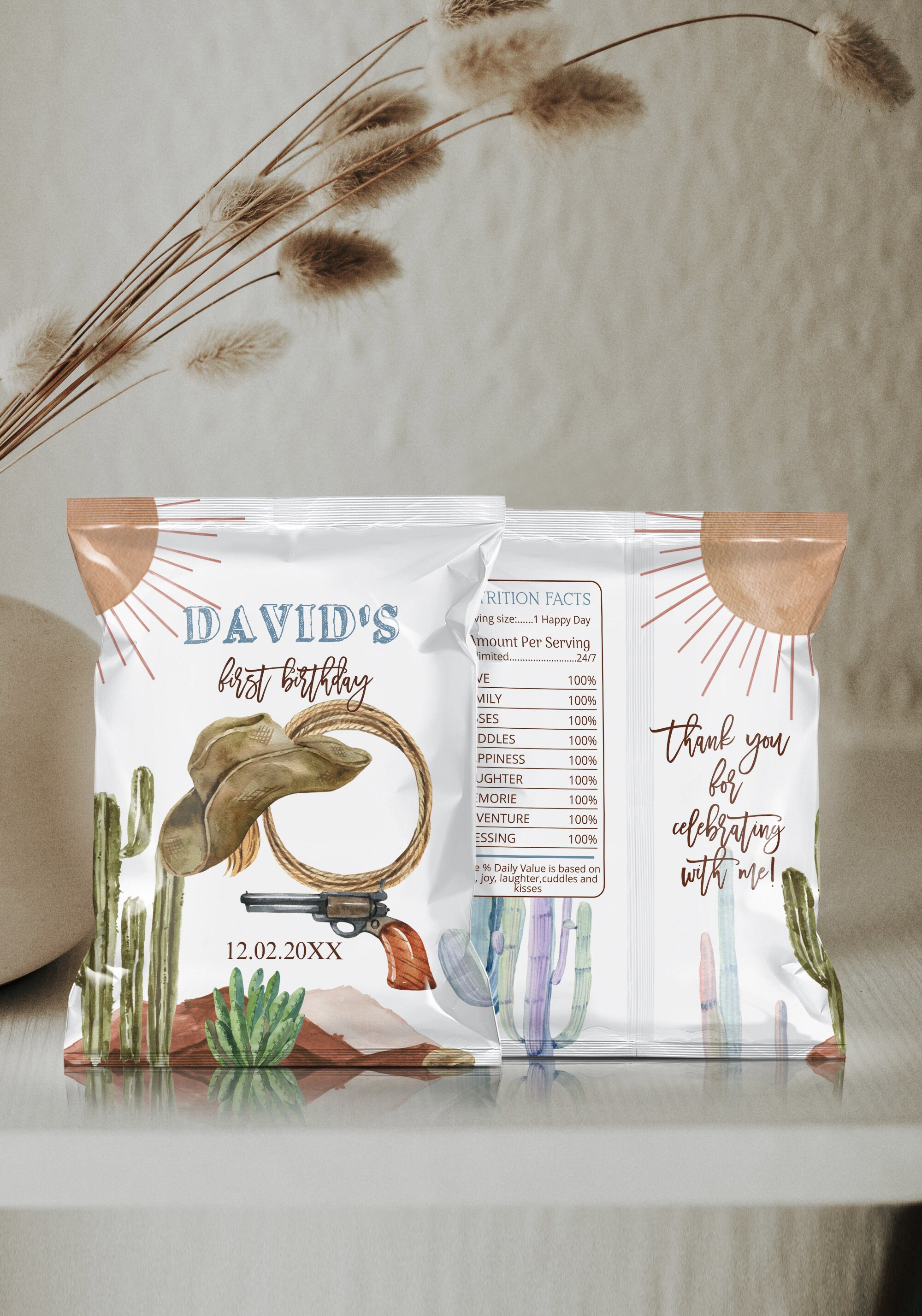 Cowboy Birthday Party Chip Bag, Printable Birthday Rodeo Party Chip Bag ...