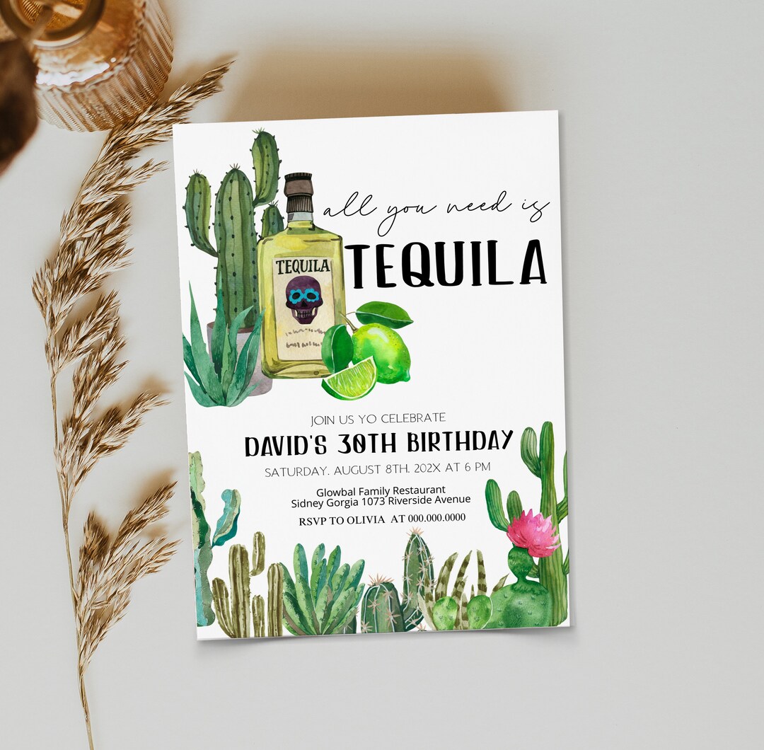 Tequila Birthday Invite, Fiesta Birthday Invitation, Tequila Party ...
