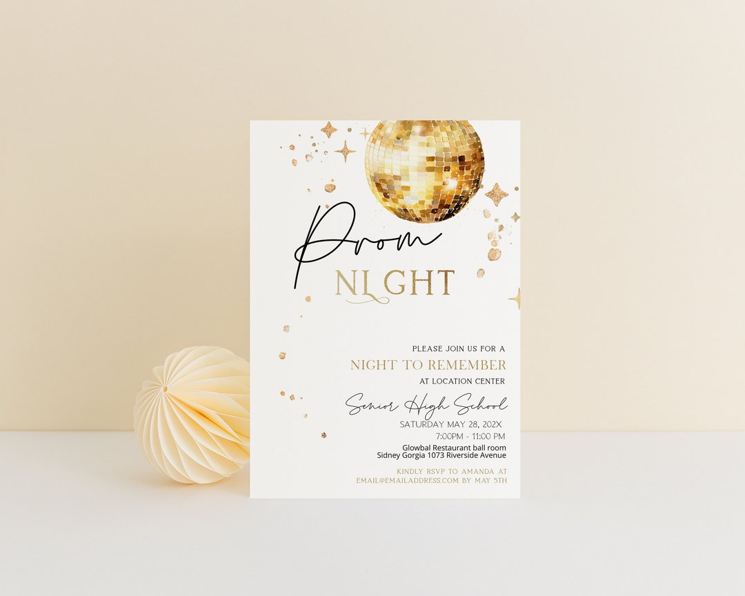 Prom Night Invites, Prom Party Invite, Editable School Ball Invite ...