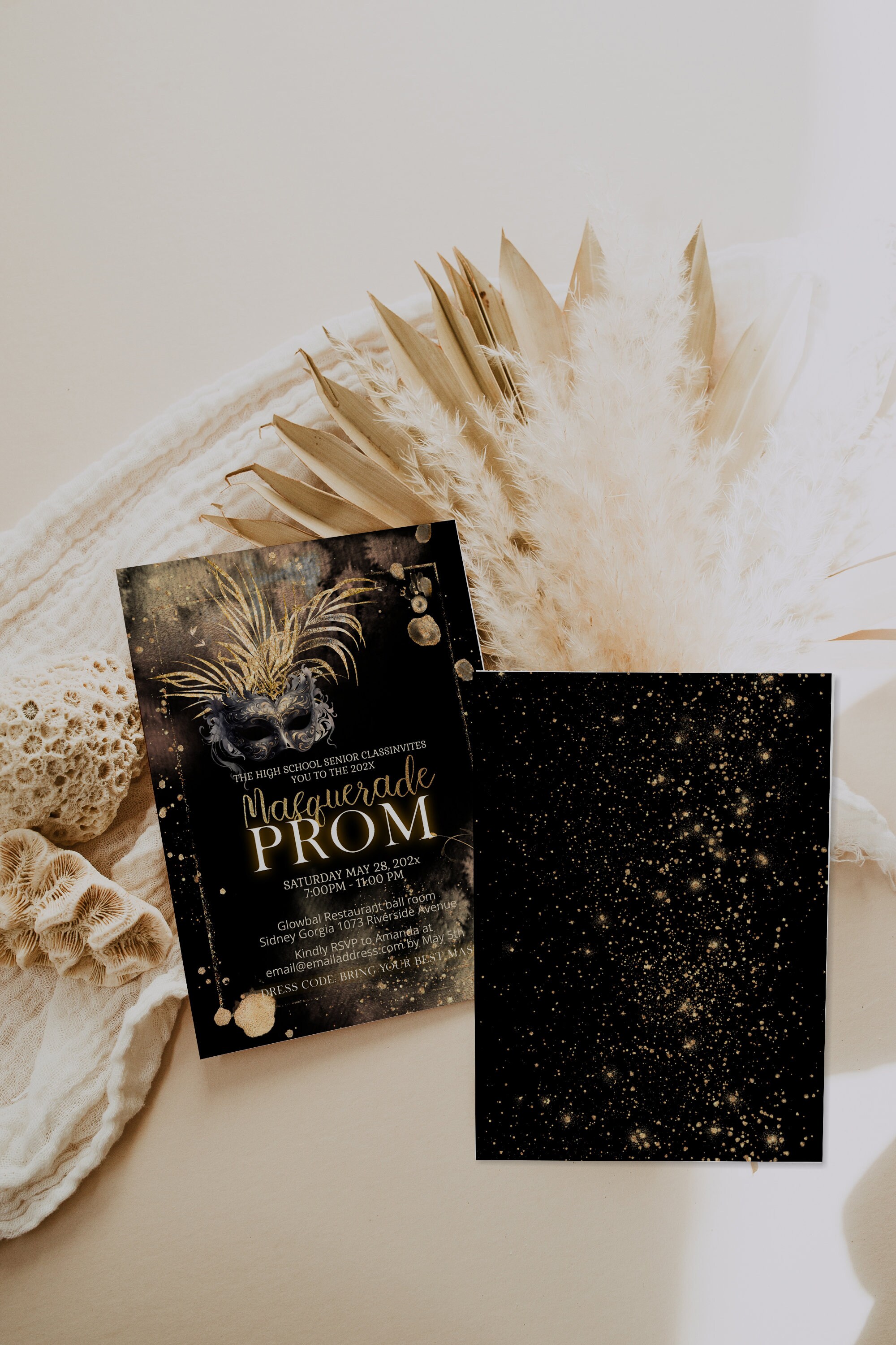 Masquerade Ball, Prom Masquerade Party Invitation Template, High School ...