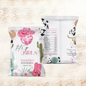 Let's Go Girls Chip Bag Template, Pink Cowgirls Chip Label, Editable ...