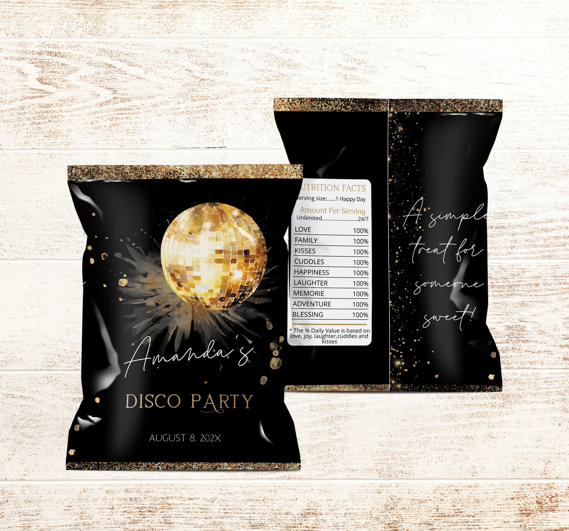Disco Ball Editable Chip Bag, Disco Ball Birthday Party Chip Bag ...