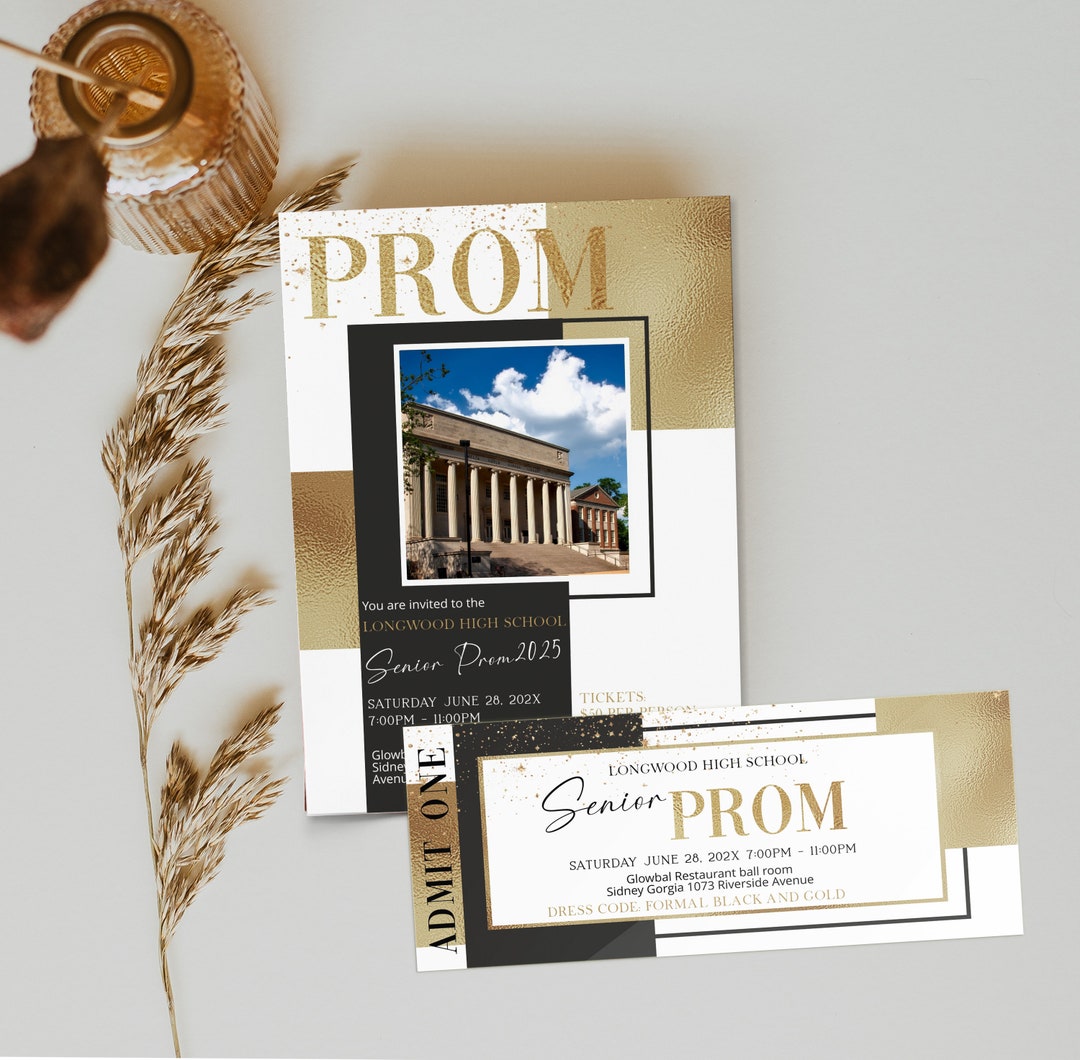 Prom Invite and Ticket, Prom Invitation Template, Editable School Ball ...