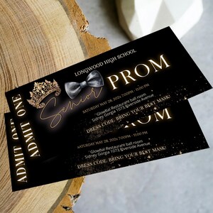 Senior Prom Party Ticket Template, Editable Prom Night Tickets, Prom ...