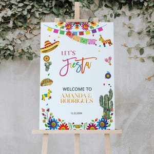 Lets Fiesta Birthday Welcome Sign, Editable Mexican Theme Welcome ...