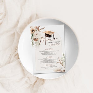 Graduation Menu Template, College Grad Menu Card, BBQ Graduation Menu ...