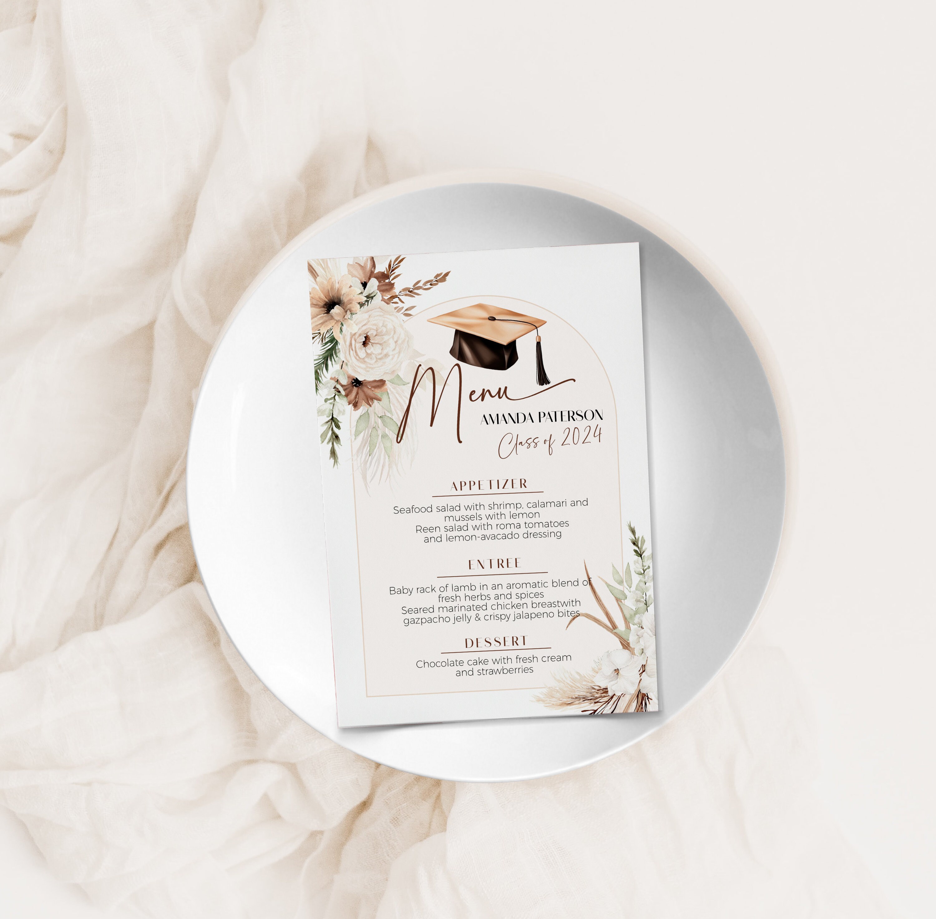 Graduation Menu Template, College Grad Menu Card, BBQ Graduation Menu ...