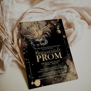 Masquerade Ball, Prom Masquerade Party Invitation Template, High School ...
