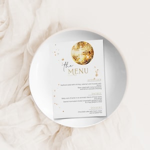 Disco Menu Template, Disco Ball Menu Card, Birthday Celebration Menu ...