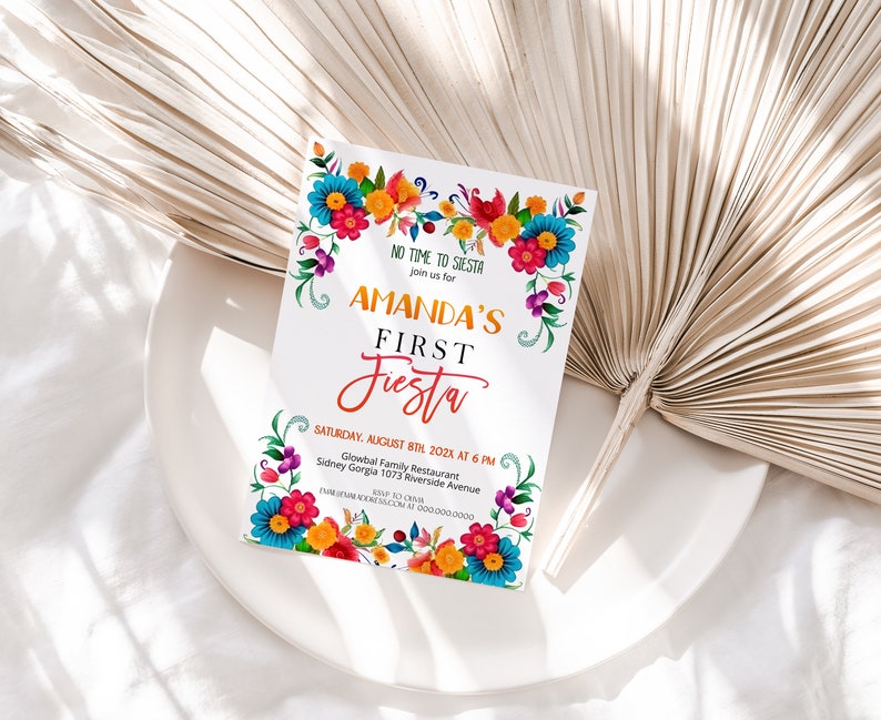 First Fiesta Invitation Template, Editable 1st Birthday Invite, Fiesta ...