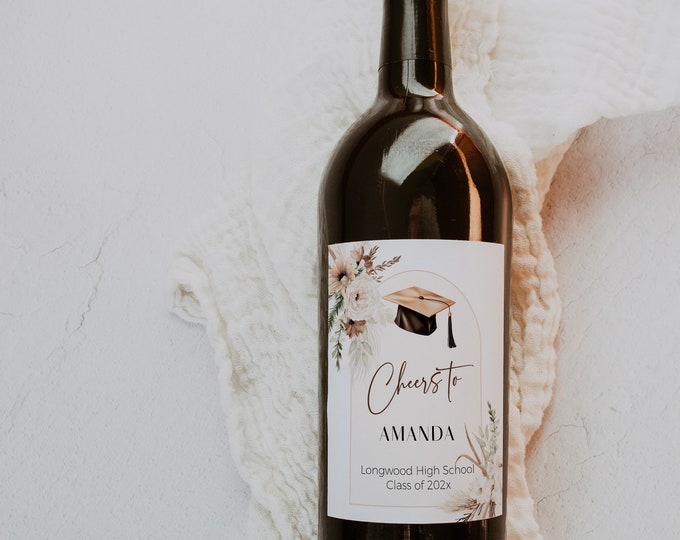 4 Photo Graduation Wine Labels Personalized Graduation Wine Label Add ...